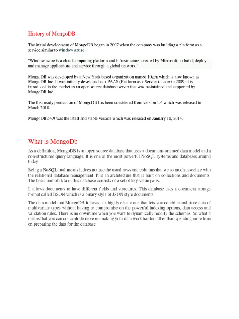 Mongodb Notes | PDF | Mongo Db | No Sql