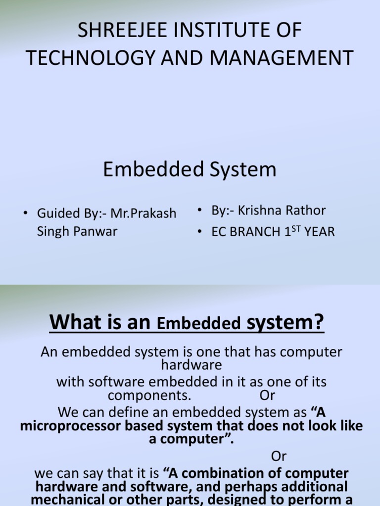 Embedded System Power Point Presentation | PDF | Embedded System | Computer Network