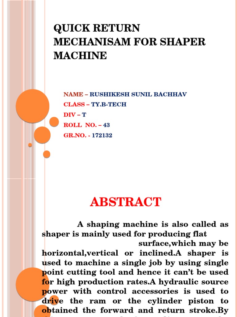 Hydraulic Quick Return Mechanism in Shapers | PDF | Machines | Gas ...