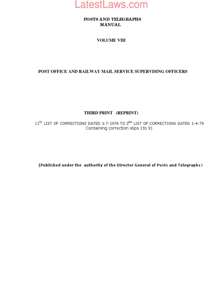 Postal Manual Volume VIII | PDF | Mail | United States Postal Service