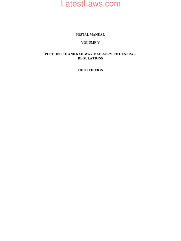 Postal Manual Volume V | PDF | Mail | United States Postal Service