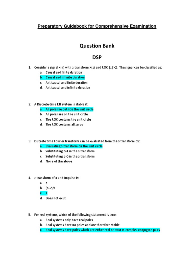 Question Bank DSP: Preparatory Guidebook For Comprehensive Examination ...
