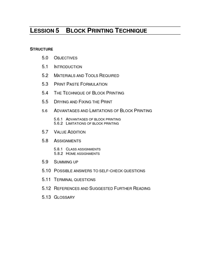 Unit-2 Lesson 5 | PDF | Textiles | Printing