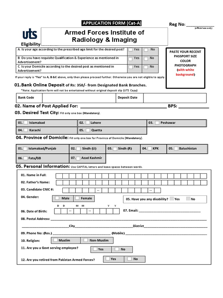 Armed Forces Institute of Radiology & Imaging: Reg No | PDF | Academic ...