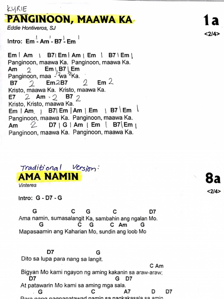 Panginoon Maawa Ka and Ama Namin Chords | PDF