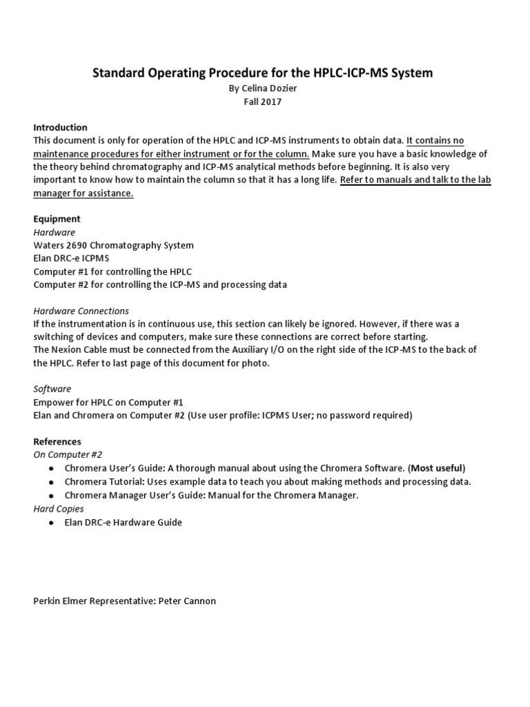 Hplc-Icp-Ms Sop PDF | PDF | High Performance Liquid Chromatography ...