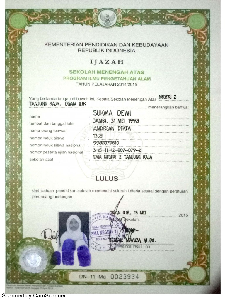 Scan Ijazah Sma | PDF