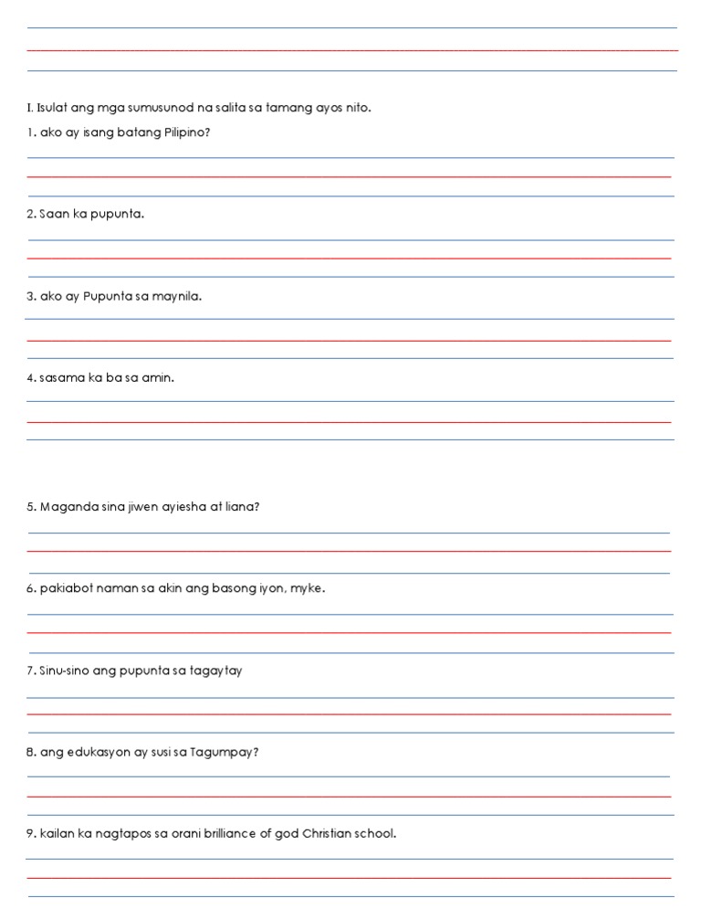 Ayusin Ang Pagkakasulat NG Mga Pangungusap. | PDF