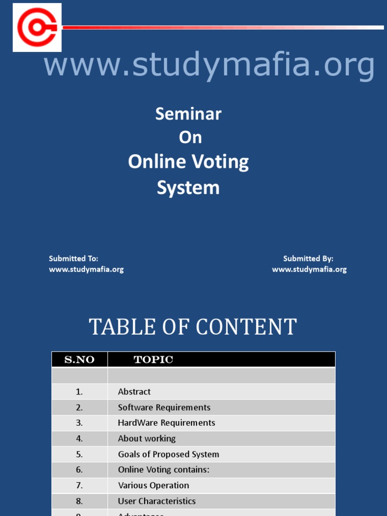 Online Voting System Seminar Overview | PDF