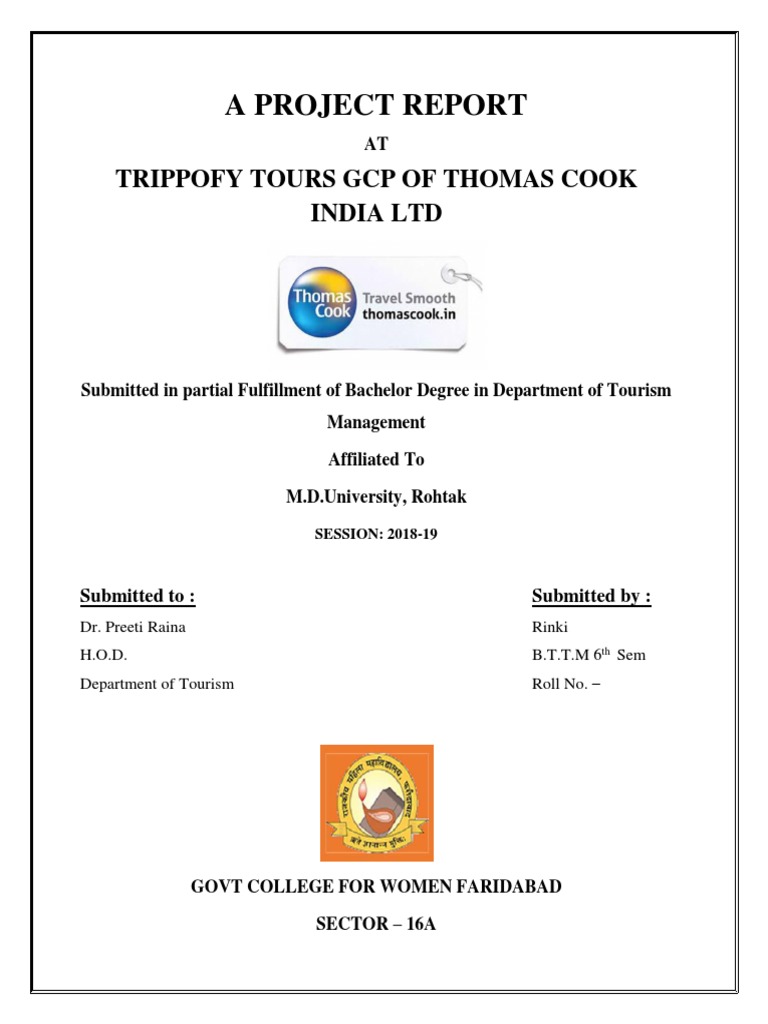 A Project Report: Trippofy Tours GCP of Thomas Cook India LTD | PDF ...