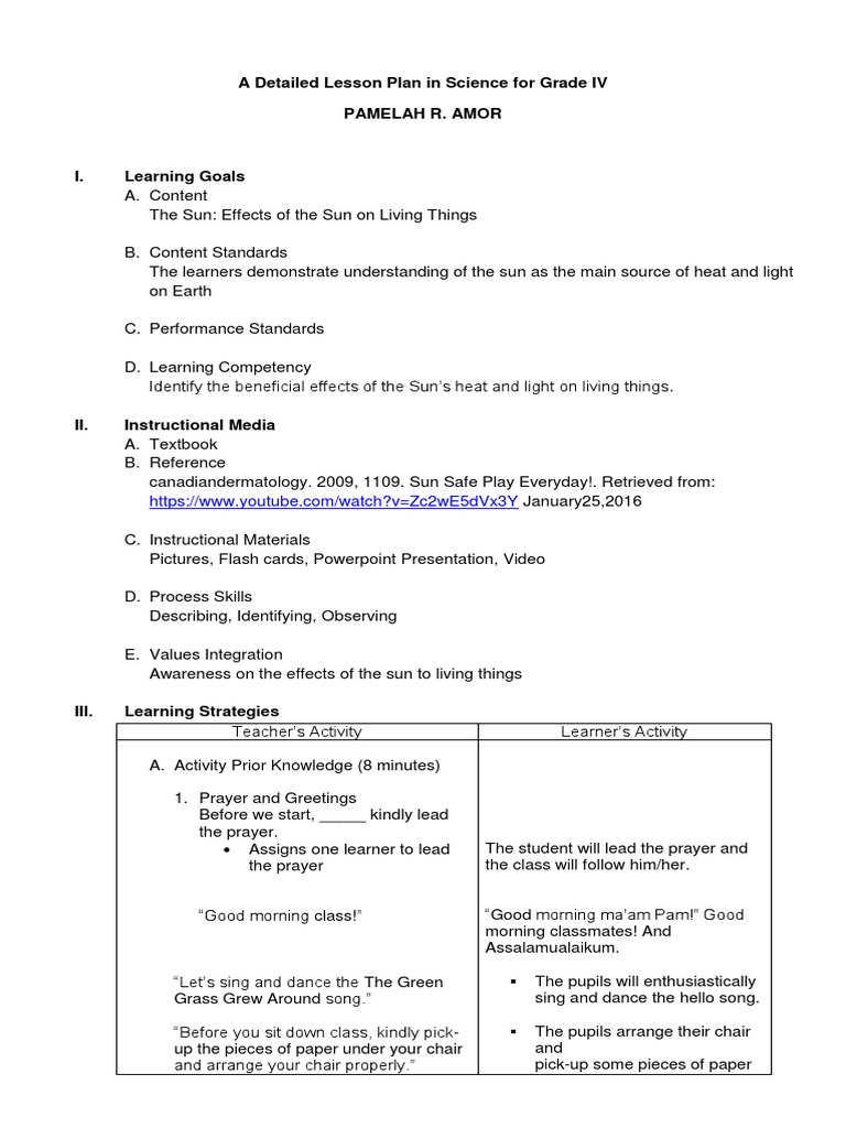 1 | PDF | Lesson Plan | Learning