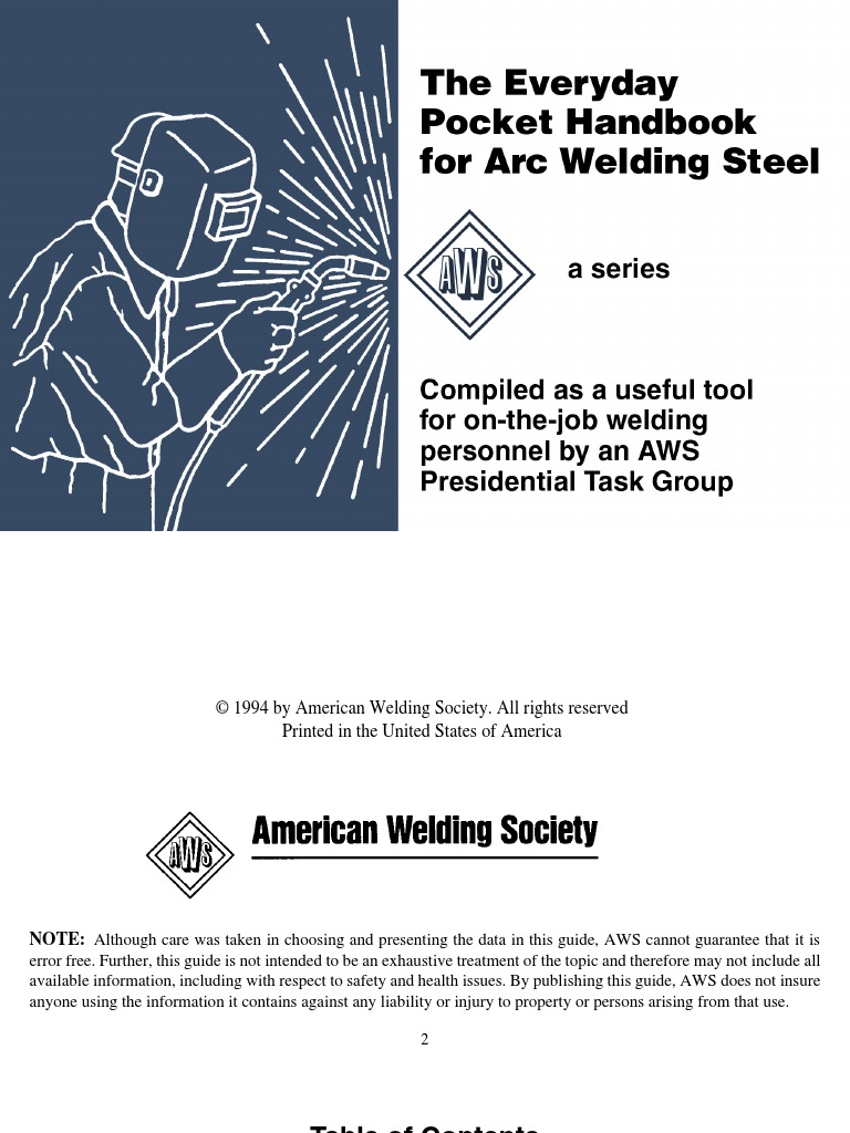 AWS - PHB-1-1994 The Everyday Pocket Handbook For Arc Welding Steel PDF ...
