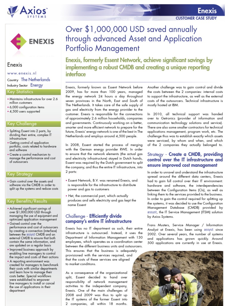 Axios Systems Customer Case Study With Enexis | PDF | It Service ...