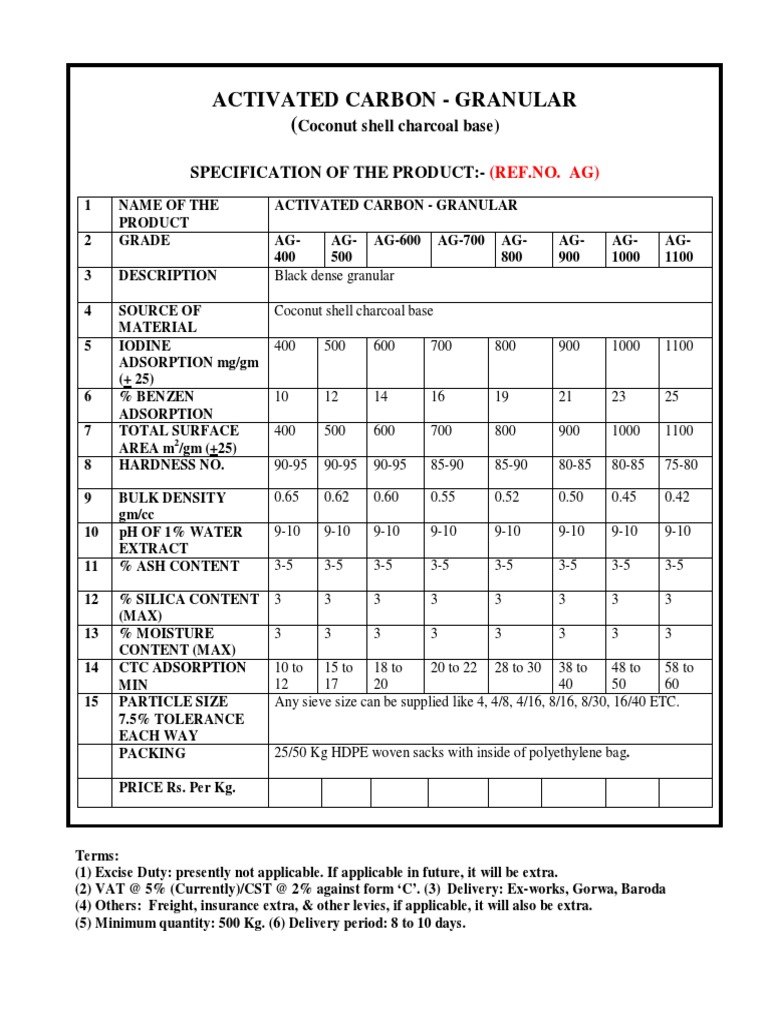 Activated Carbon - Granular (: Coconut Shell Charcoal Base ...