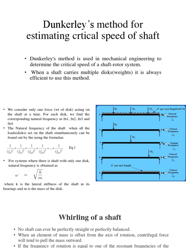 Dunkerley's Method For Estimating Crtical Speed of Shaft | PDF