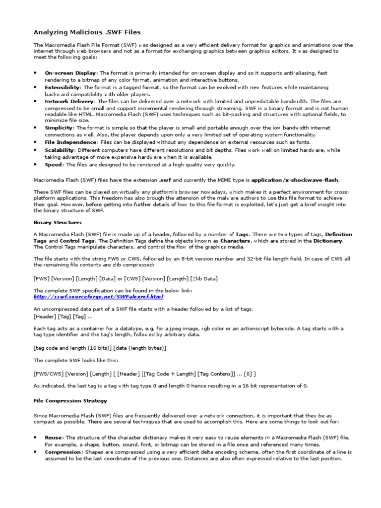 Analyzing Malicious SWF Files | PDF | Adobe Flash | Computing
