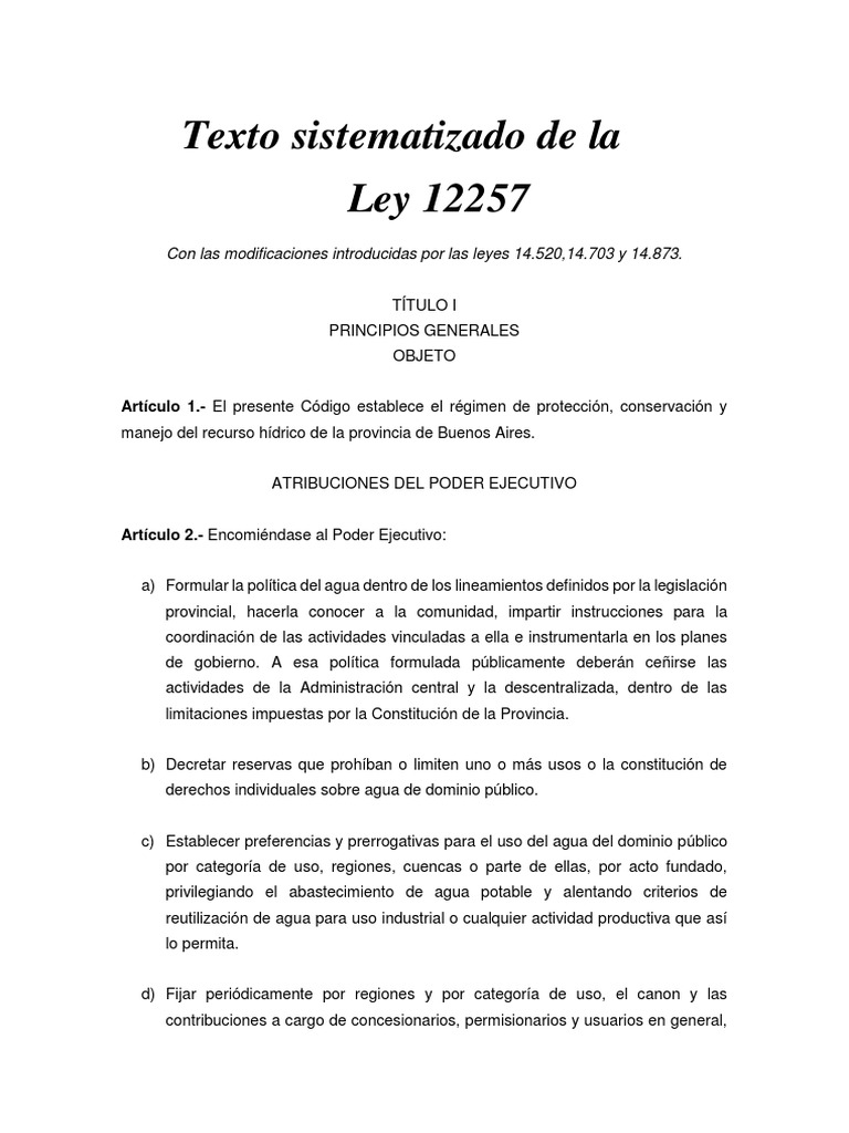 Ley 12257 | PDF | Propiedad | Agua