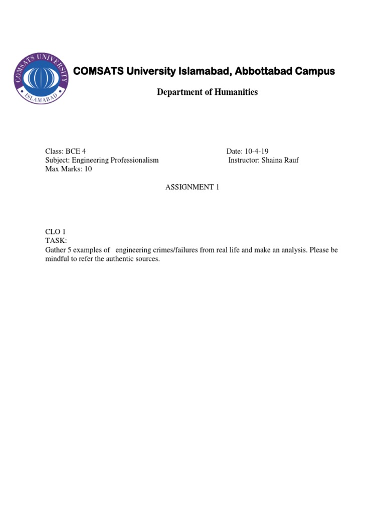 COMSATS University Islamabad, Abbottabad Campus: Department of ...