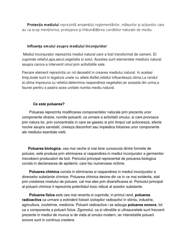 Protectia Mediului | PDF