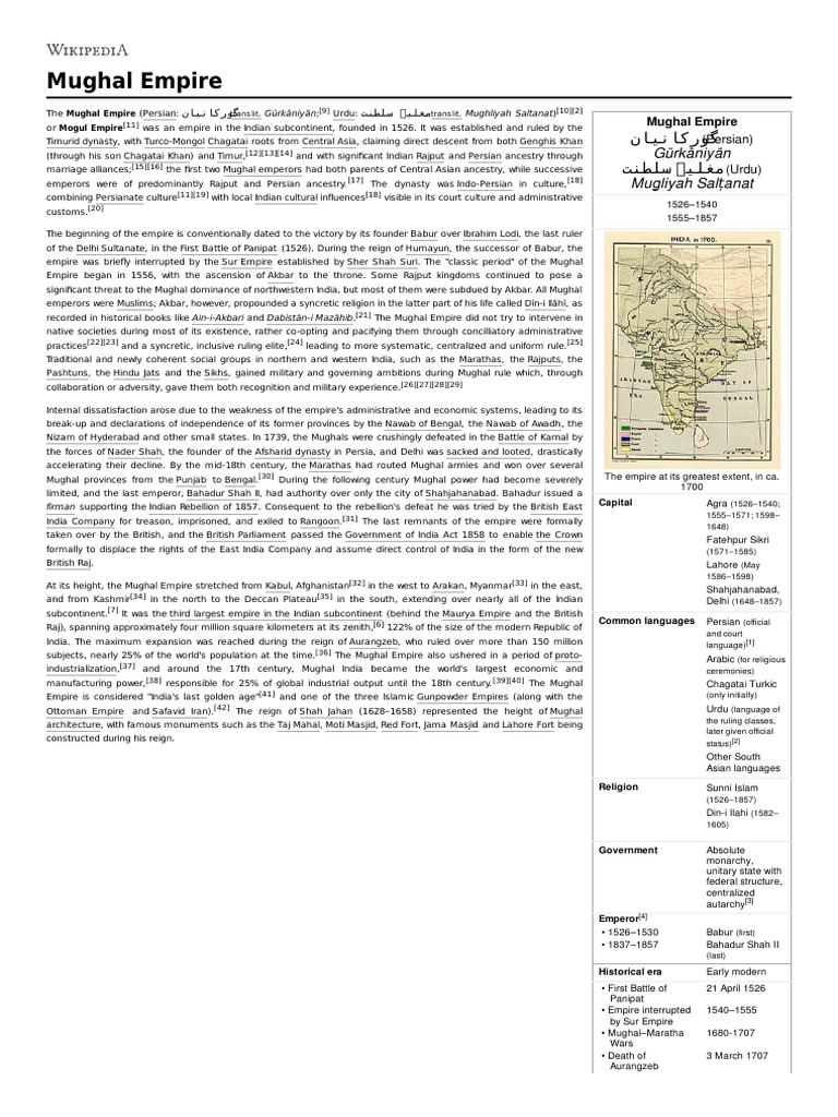 Mughal Empire | PDF | Mughal Empire