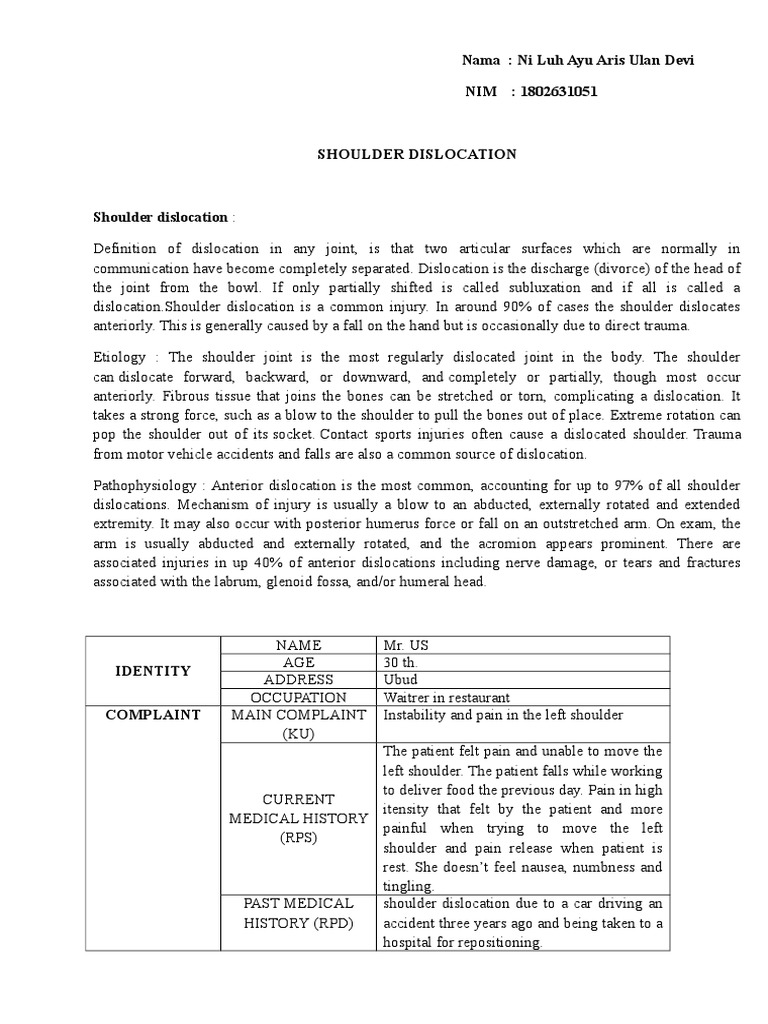 Shoulder Dislocation Guide | PDF | Shoulder | Anatomical Terms Of Motion