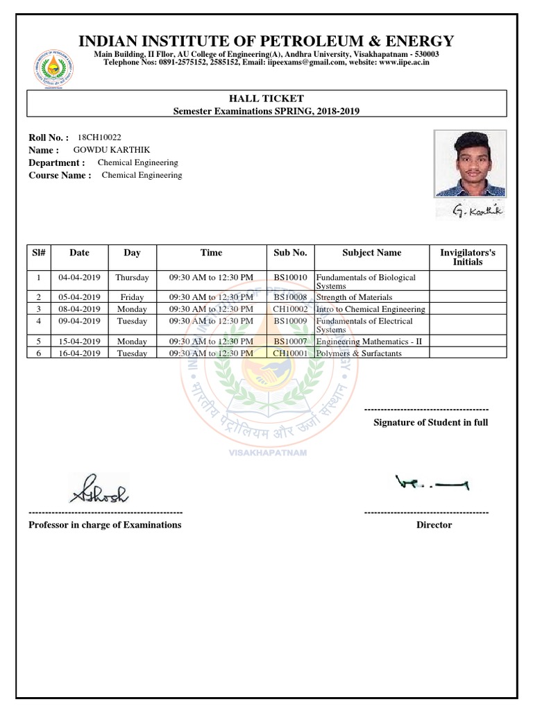 View Exam Hall Ticket | PDF | Engineering
