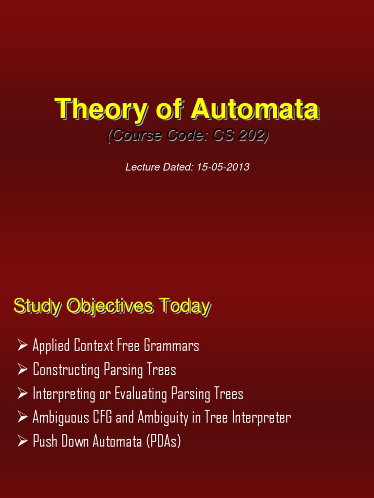 Automata Theory 15 05 2013 Pdf Parsing Grammar 