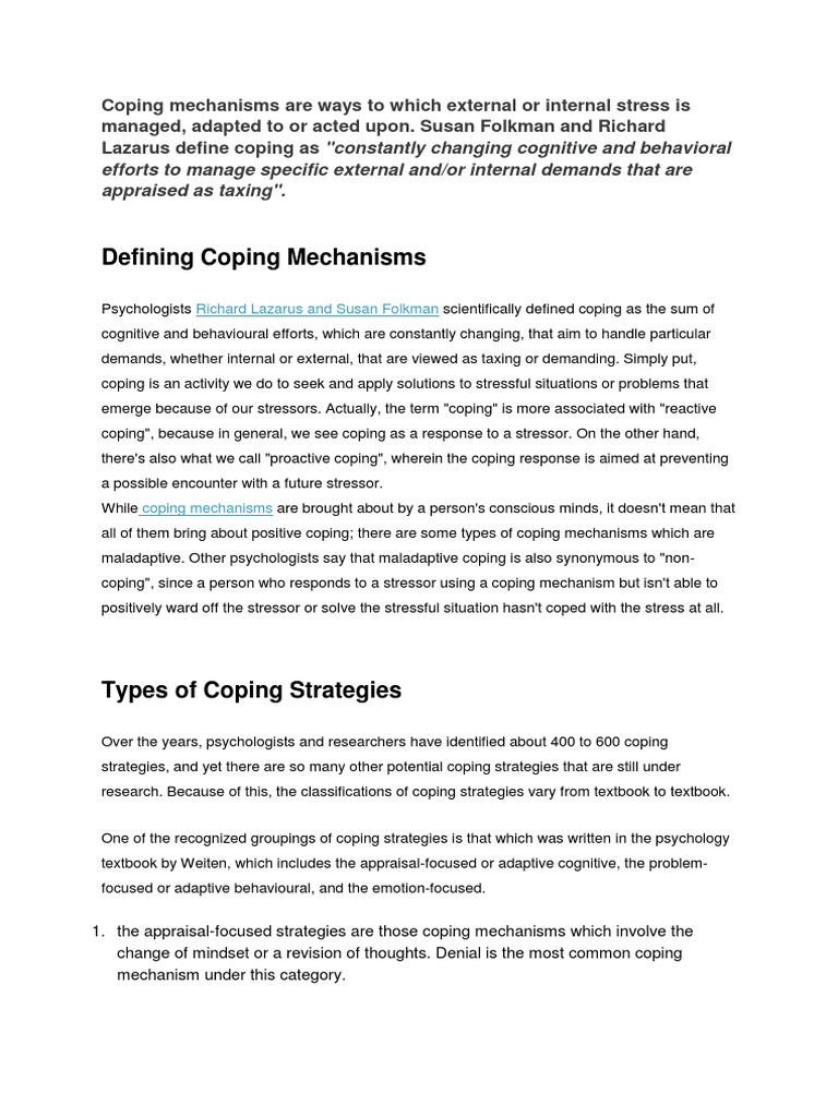 Copying Mechanism | PDF | Coping (Psychology) | Id