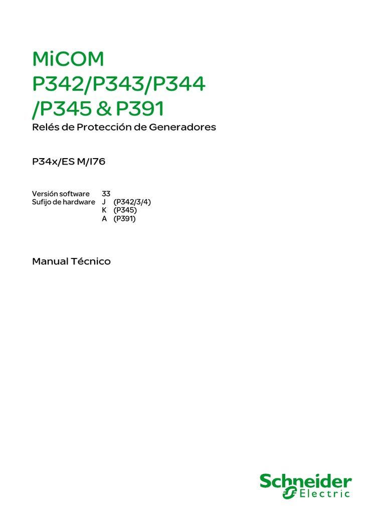 Micom P342/P343/P344 /P345 & P391: Relés de Protección de Generadores | PDF | Fusible (Eléctrico ...
