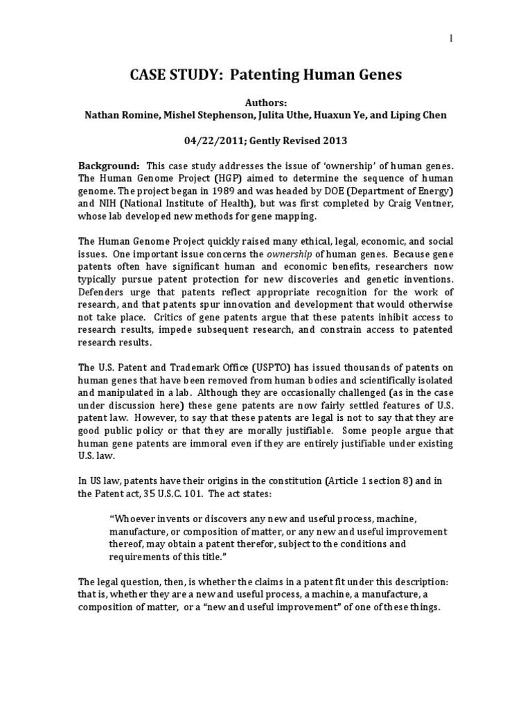 Myriad Genetics Case Study 2011 Rev 2013 | PDF | Nucleic Acid Sequence ...