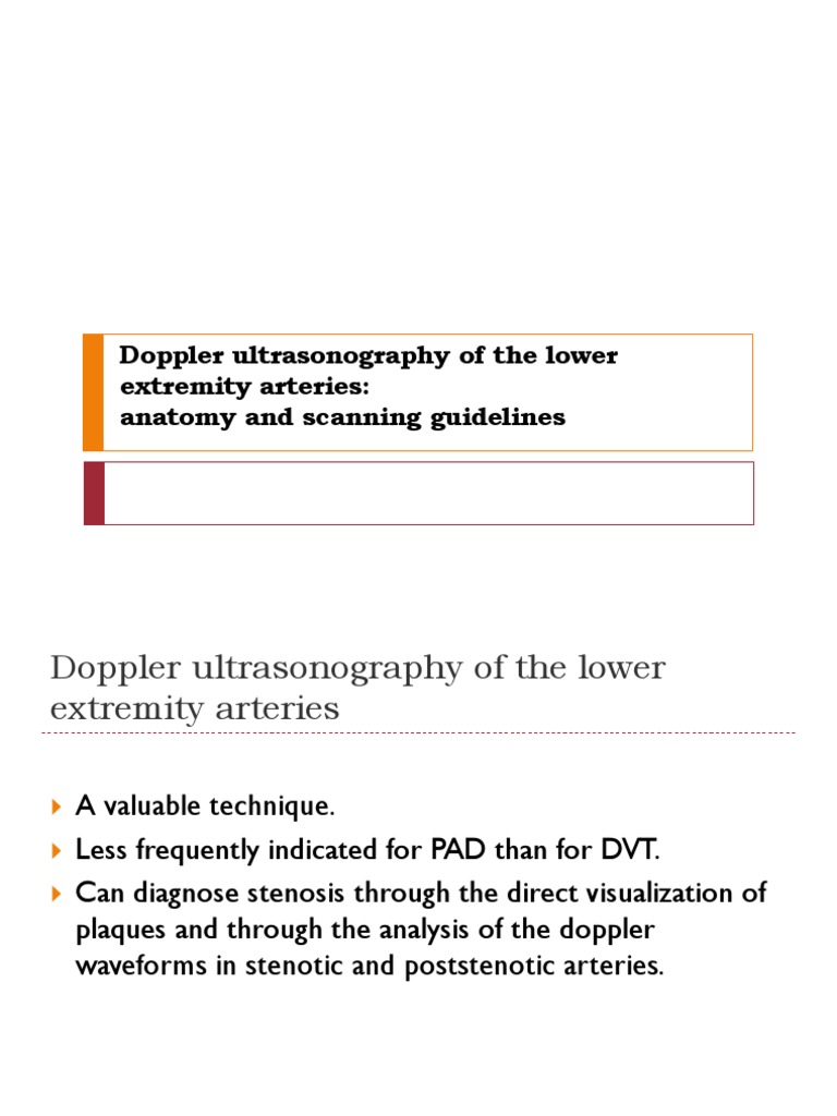 Doppler Ultrasonography of The Lower Extremity Arteries | PDF | Human ...