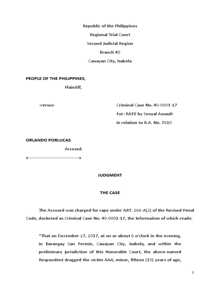 Sample Court Decision | PDF | Sexual Assault | Rape
