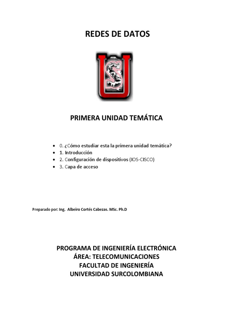 Guia-Redes Datos PrimeraUnidadTemática | PDF | Red de computadoras ...