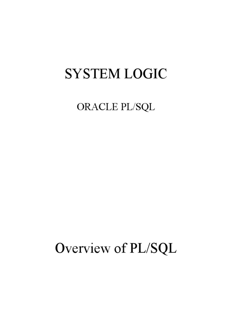 System Logic: Oracle PL/SQL | PDF | Pl/Sql | Sql