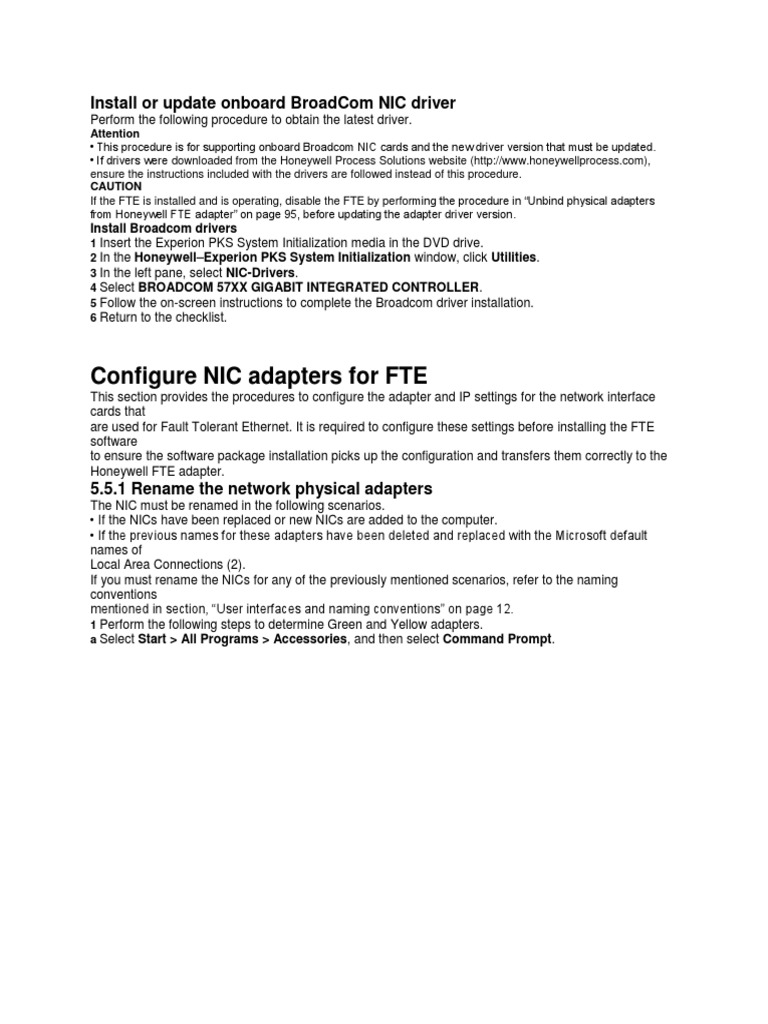 Configure Nic Adapters For Fte: Install or Update Onboard Broadcom Nic ...