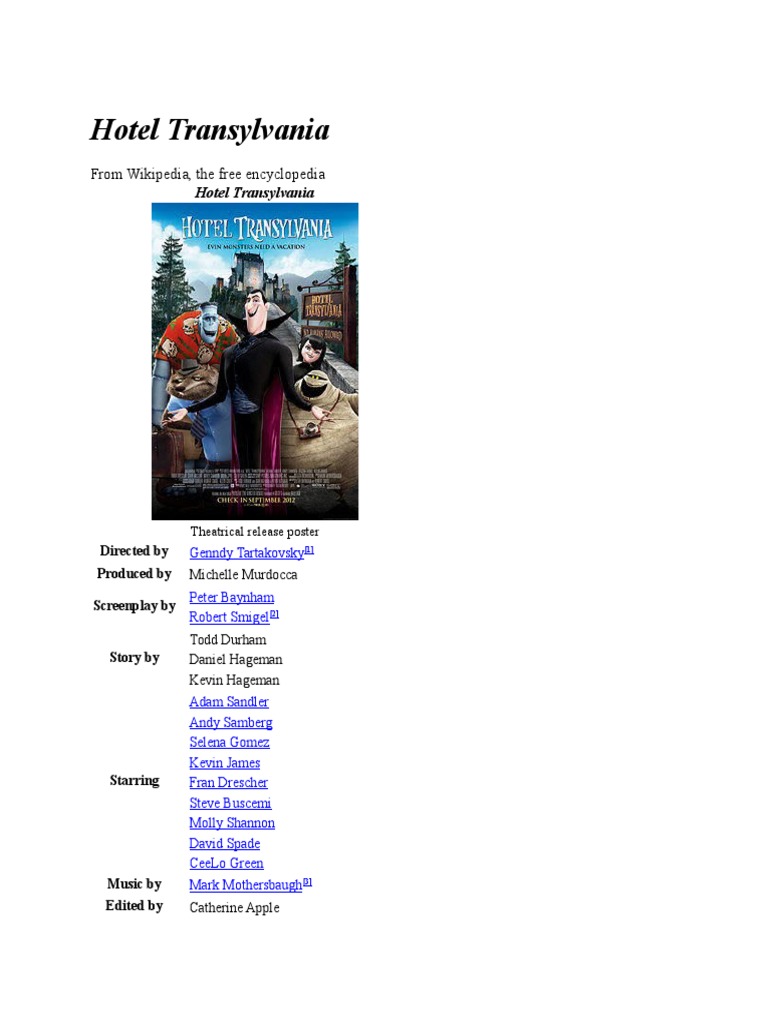 Hotel Transylvania: A Monster's Retreat | PDF | Leisure
