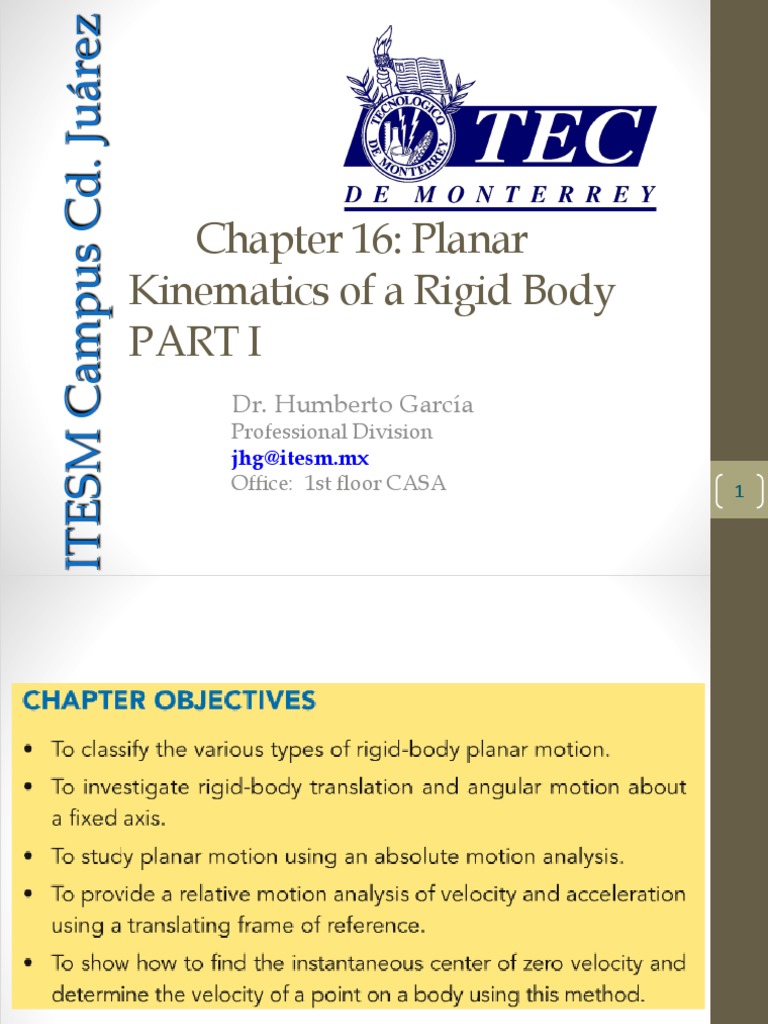 Chapter 16: Planar Kinematics of A Rigid Body: Dr. Humberto García | PDF | Rotation Around A ...