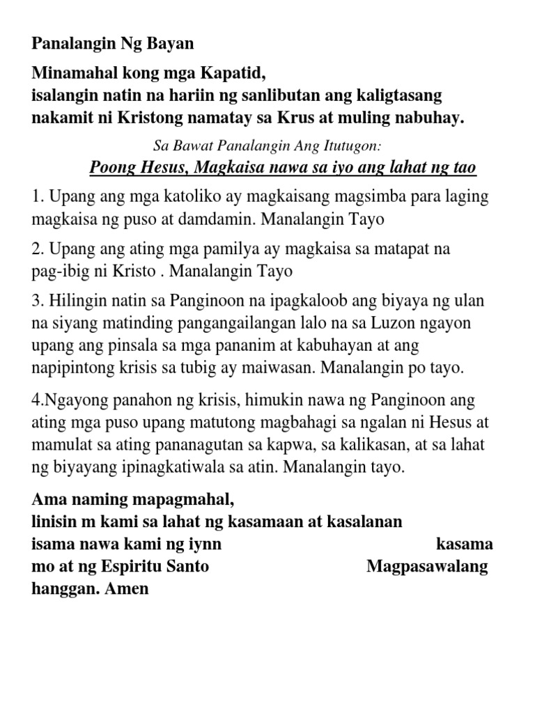 Panalangin NG Bayan | PDF