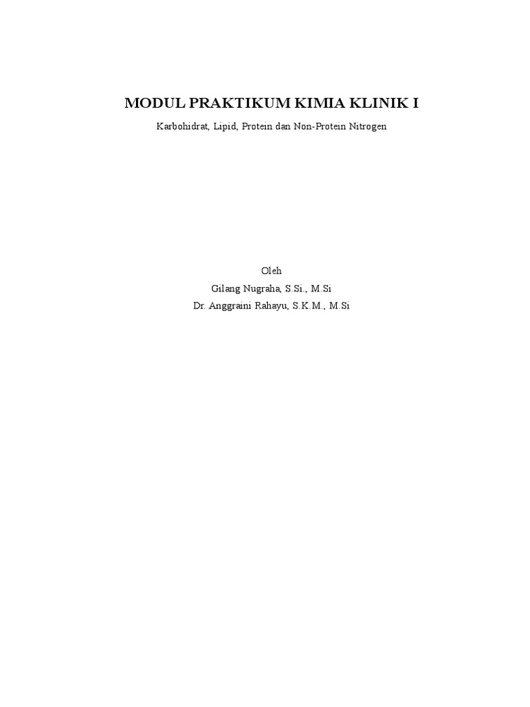 Modul Praktikum Kimia Klinik I 1 | PDF