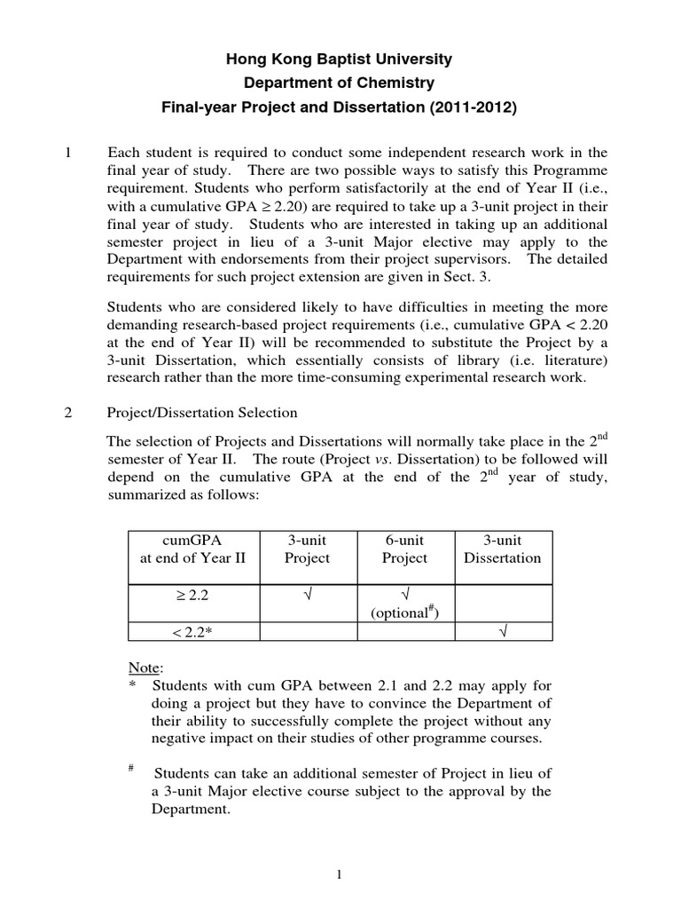 Hong Kong Baptist University Department of Chemistry Final-Year Project ...