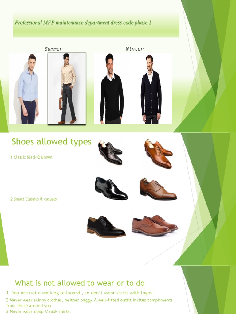 Professional MFP Maintenance Department Dress Code Phase 1: Summer ...