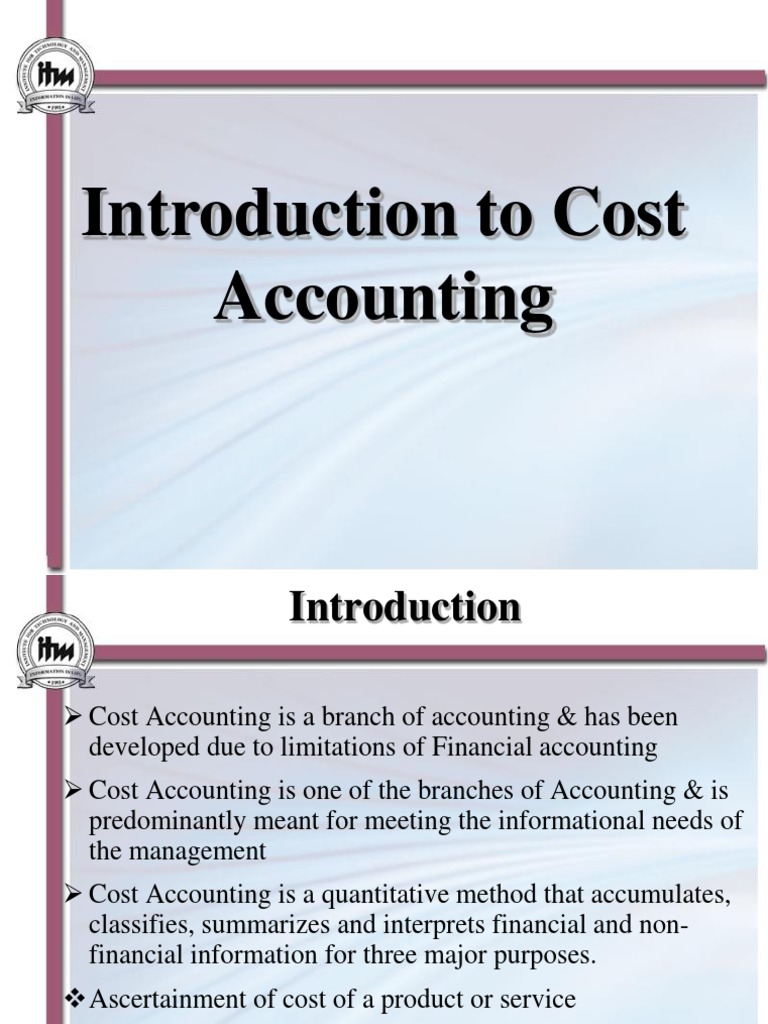 Introduction to Cost Accounting | PDF | Cost Accounting | Management ...