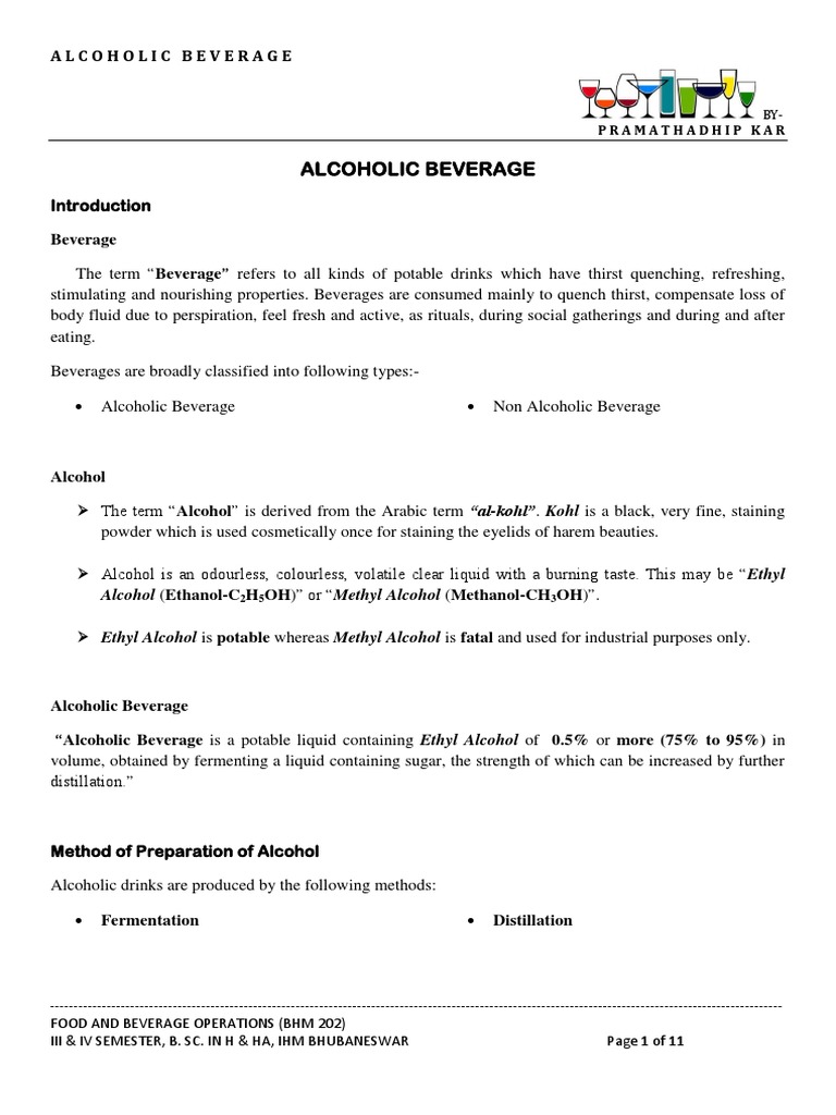 Alcoholic Beverage: Alcohol (Ethanol-C | PDF | Brewing | Alcoholic Drinks