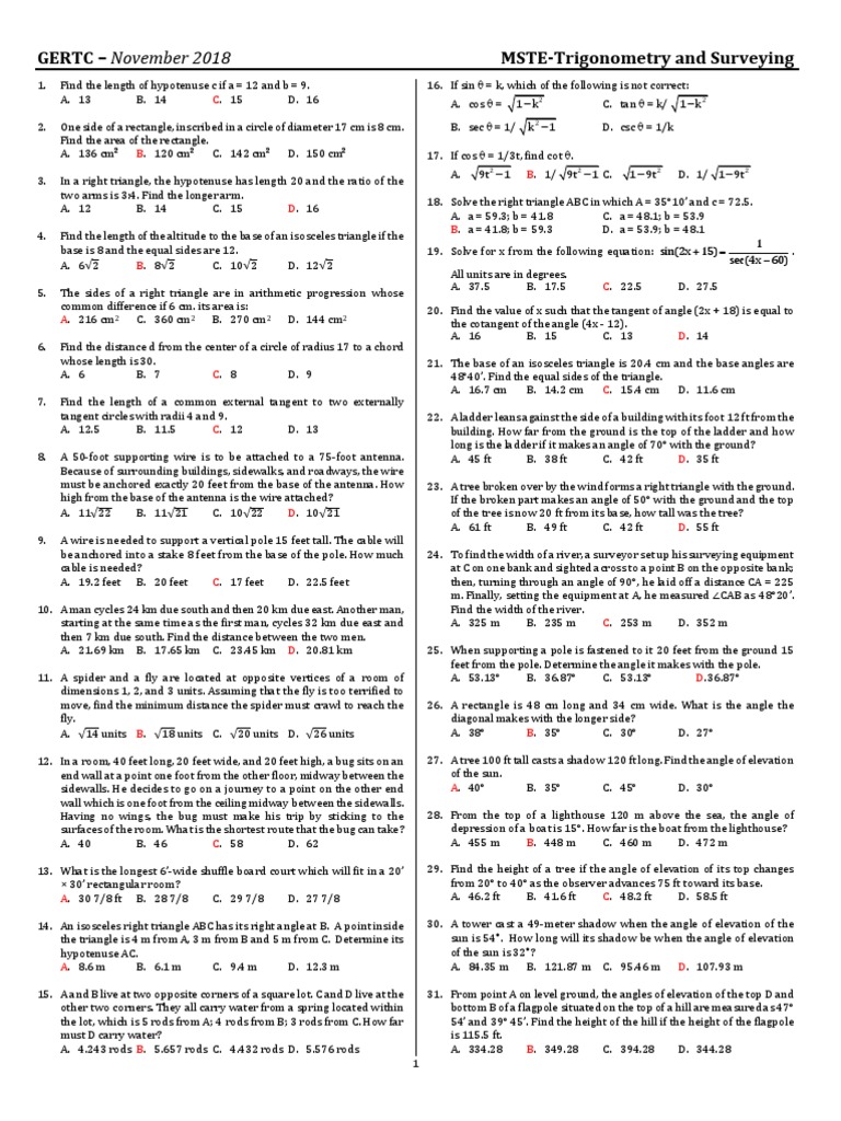 Trigonometry Problems | PDF | Triangle | Trigonometric Functions
