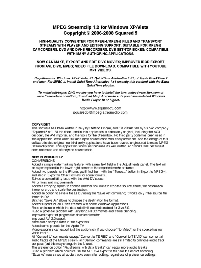 MPEG Stream Clip Guide | PDF | Codec | Streaming Media