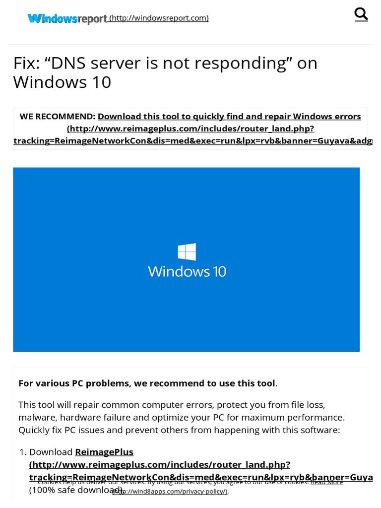 Fix - DNS Server Is Not Responding - On Windows 10 PDF | PDF | Domain ...