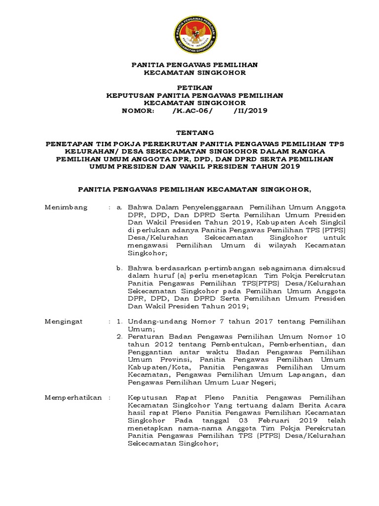 SK Pokja Pembentukan Ptps | PDF