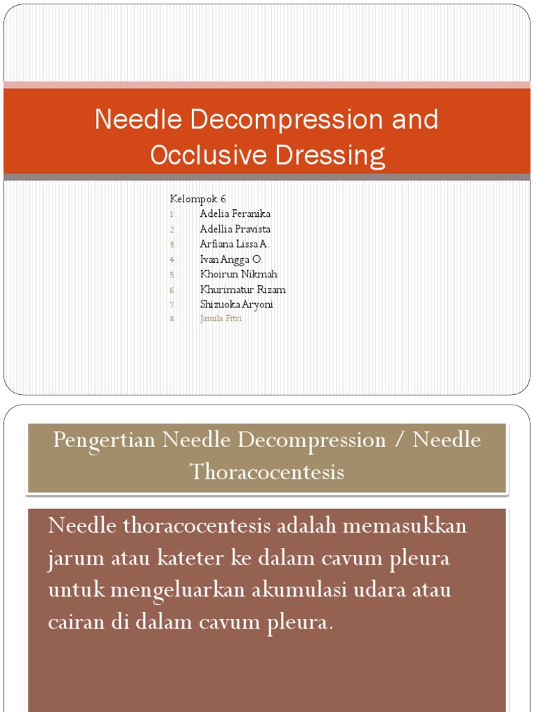 Needle Decompression and Occlusive Dressing | PDF