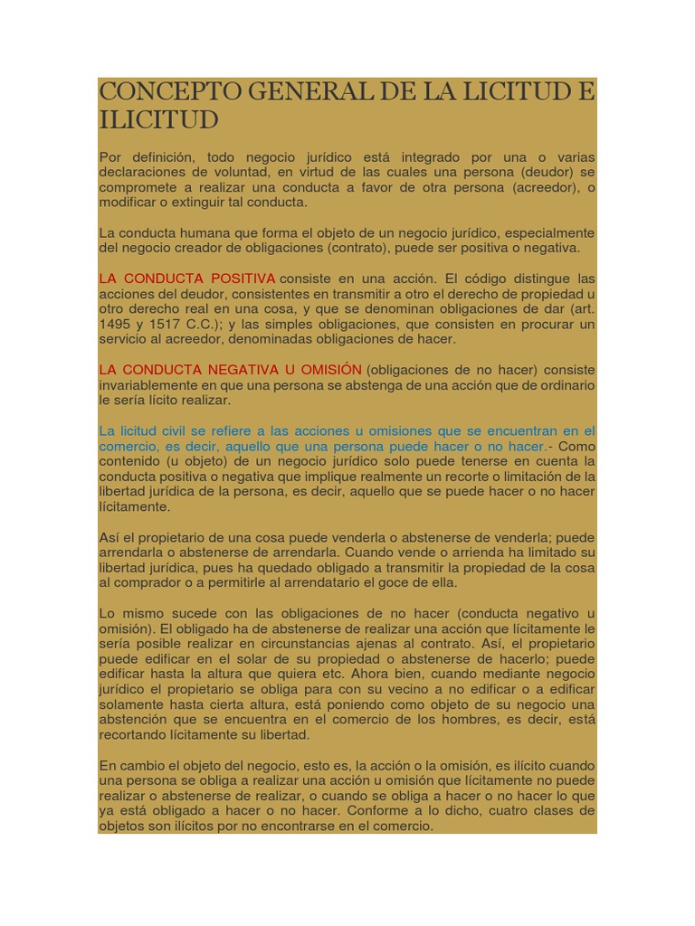 Conceptos de licitud e ilicitud en los actos jurídicos | PDF ...