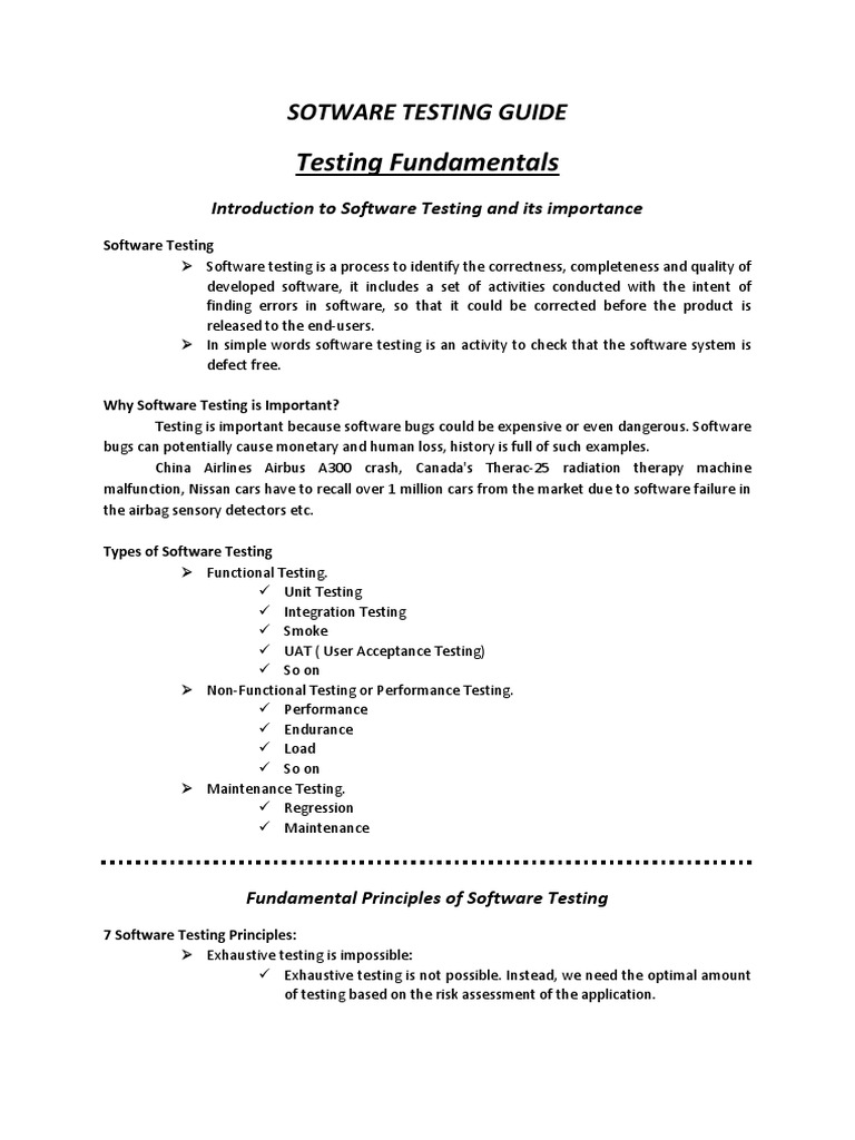 Testing Fundamentals | PDF | Software Testing | Software Development ...
